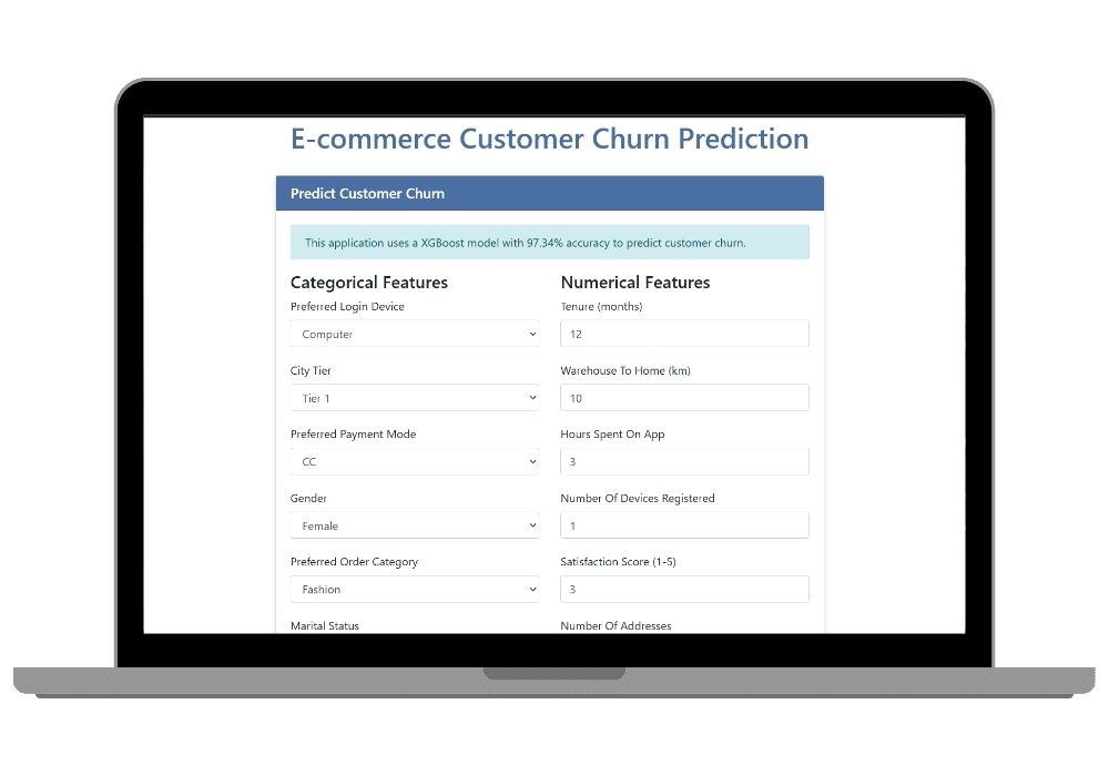 Ai Powered E Commerce Customer Churn Prediction Web App With Real Time